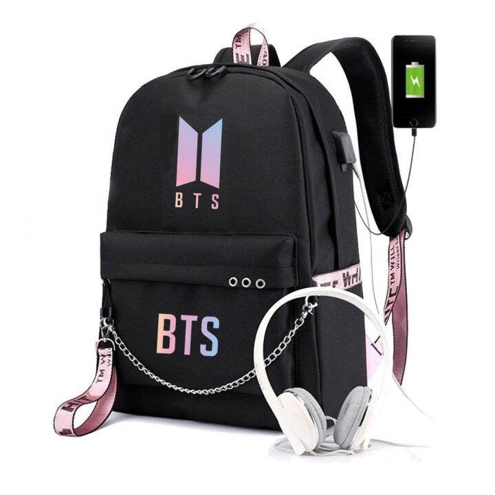KPOP Backpack School Bag with USB Beg Sekolah charge NCT ENHYPEN EXO ...
