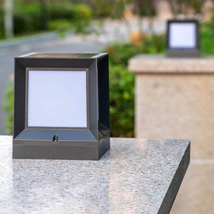 LED Solar Column Headlight Solar Powered Pillar Lamp Outdoor Waterproof ...