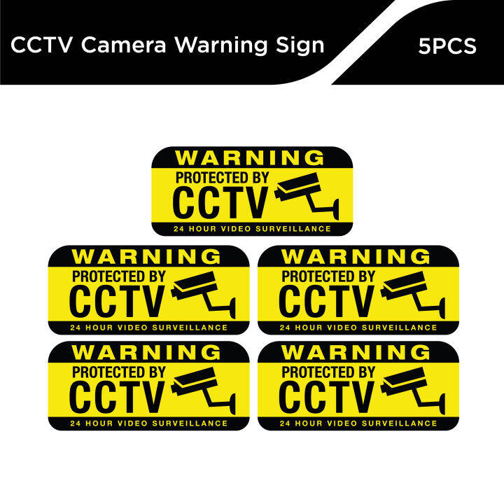 DSign 5 pieces CCTV Monitoring Warning Sign l Sticker Signages Vinyl ...