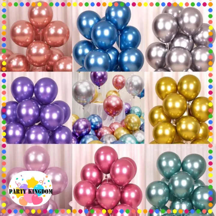 Party Kingdom 50Pcs Chrome 12Inches Balloon Metal Balloon Mixed Color ...