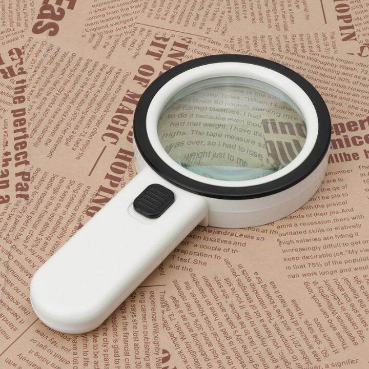 30X LED Magnifying Glass Handheld Lighted Magnifier Double Glass Lens ...