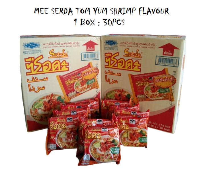 [READY STOCK] MEE SERDA INSTANT NOODLES THAI TOM YUM SHRIMP FLAVOUR 30S ...