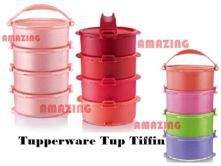 Original Tupperware Tup Tiffin Set/ Round Click To Go Set 550ml/ Bekas ...