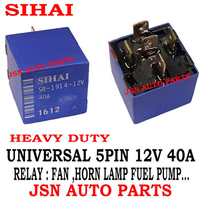 RELAY 5PIN 12V 40A BRAND SIHAI SUITABLE FOR ALL CAR 4X4 RELAY HORN,FUEL ...