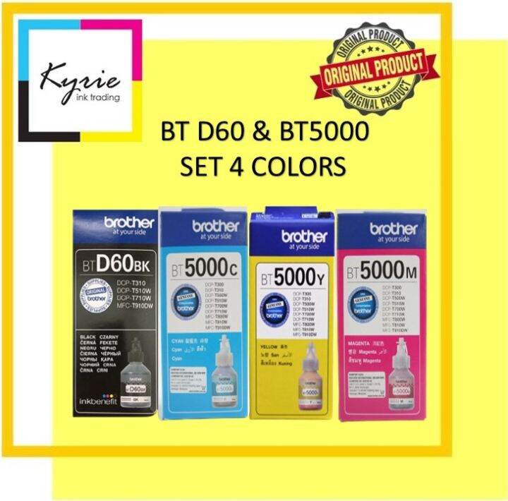 Brother BT5000 & BT D60 Set Original Ink Bottle ( Black,Cyan,Yellow ...