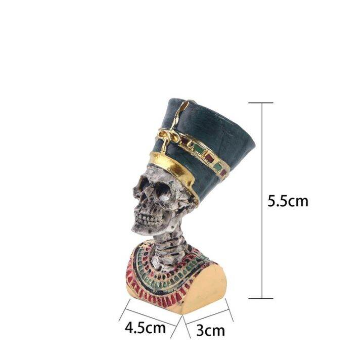 HeyMamba Ancient Egyptian Pharaoh Cleopatra Figurine Statue Resin Skull ...