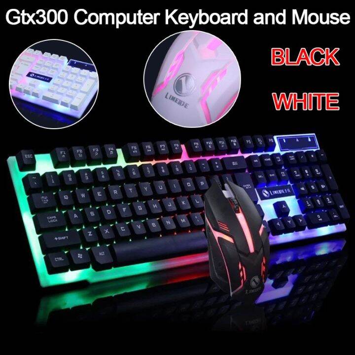 GTX300 Colorful LED Light Gaming Keyboard and Mouse Mechanical Keyboard ...
