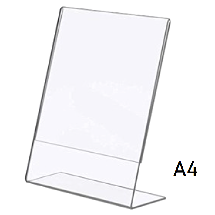 A4 Size Portrait L-Shape Display Stand Plastic Counter Tabletop ...