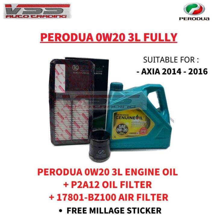 Perodua Fully Synthetic SAE 0W-20 Engine Oil (3L) + Perodua Axia Oil ...