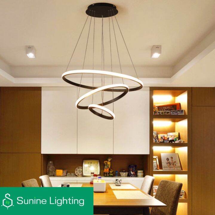 Big Sale Sunine 3 circle Modern hanging LED ceiling light chandiller ...