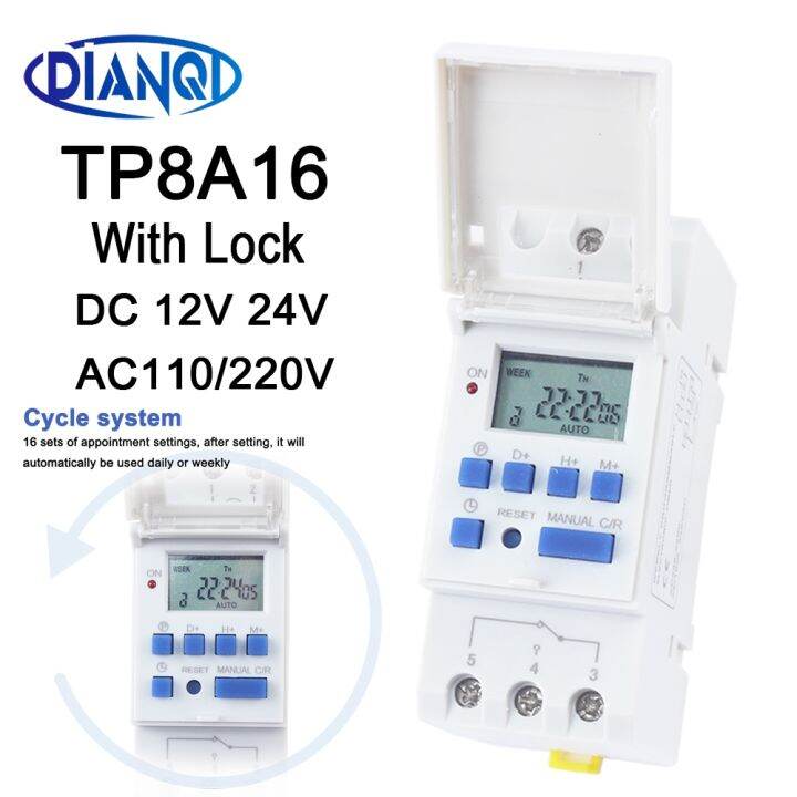 Timer switch din rail digital TP8A16 weekly programmable electronic microcomputer time switch ...