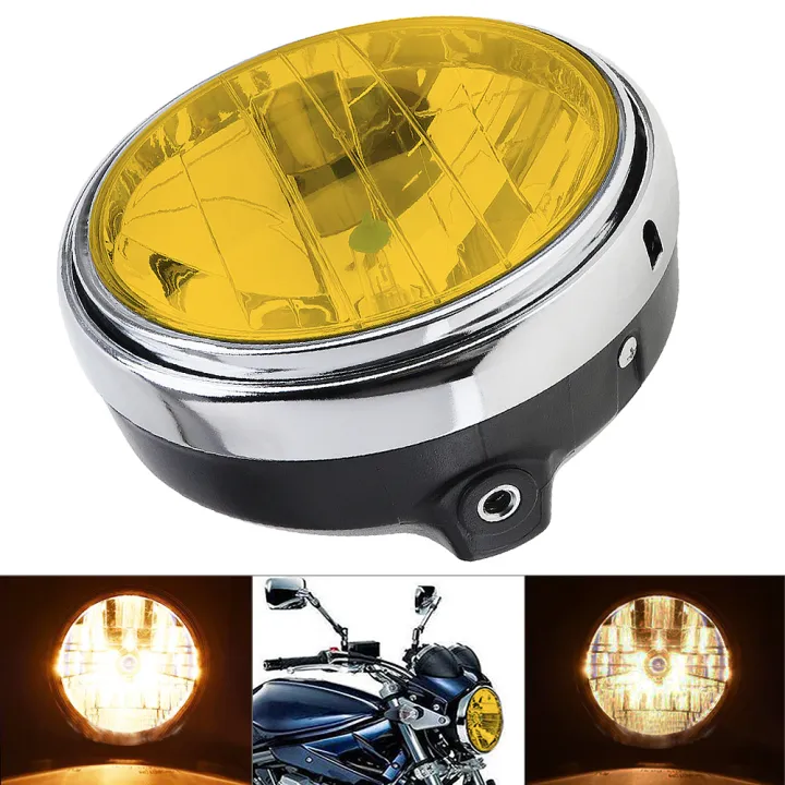 7 Inch 35W New Yellow Glass Clear Lens Beam Motorcycle Headlight Round ...