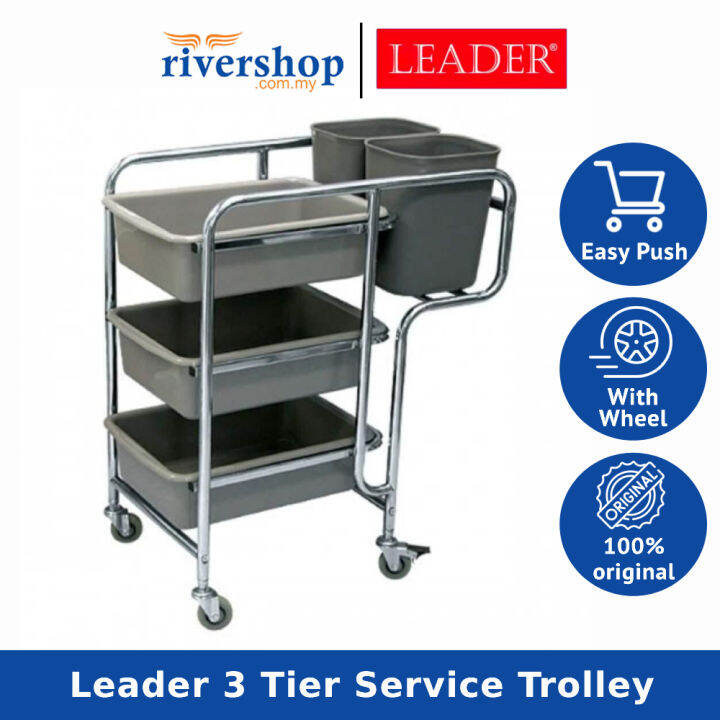 Leader 3 Tier Service Trolley / Hotel Restaurant Dish Collection Cart ...