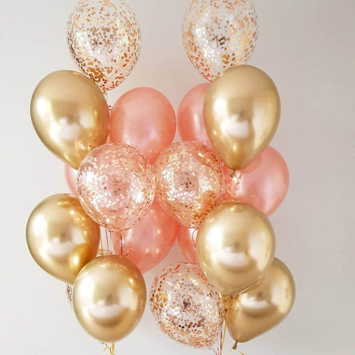 40pcs Rose Gold Balloons Set Party Supplies Star Heart Balloons Tree ...