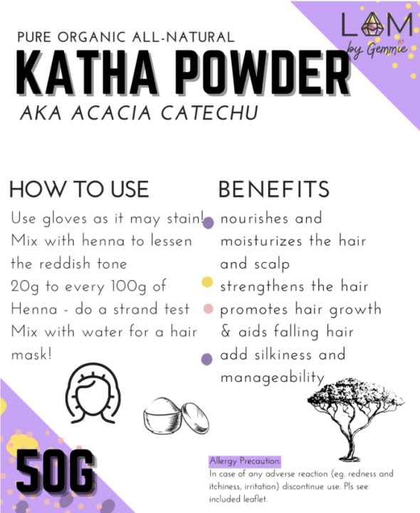 Pure Organic All Natural Katha Powder Moisturising hair powder Color to ...