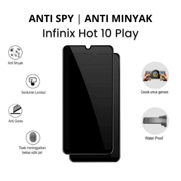 Tempered Glass Anti Spy Anti Minyak Infinix Hot 10 Play Kaca Anti Gores Glare Matte Full Layar ...