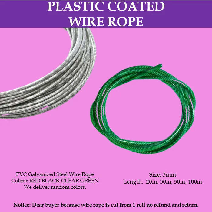 Lifting Equipment 3mm PVC 20m -100m Plastic Coated Galvanized Steel ...