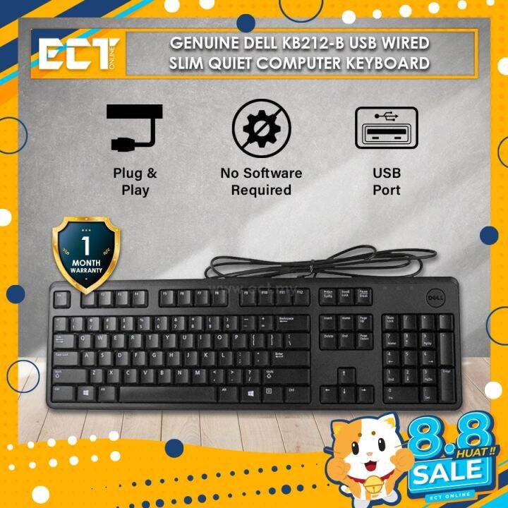 Genuine Dell KB212-B USB Wired Slim Quiet Computer Keyboard | Lazada