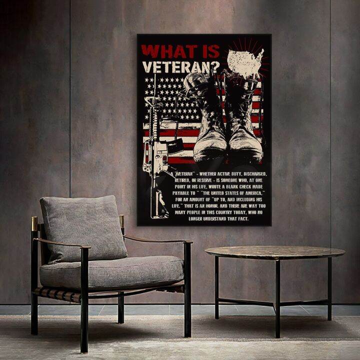 What Is a Veteran Poster Patriotic American Flag Wall Art Veterans Sign ...