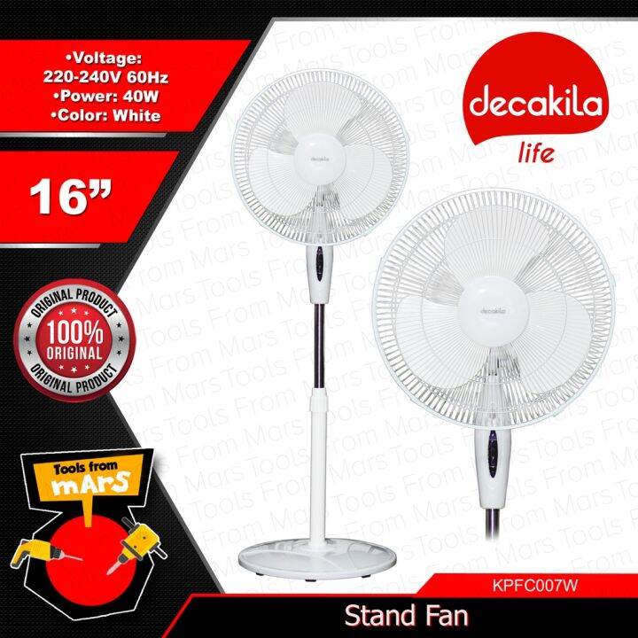 DECAKILA by INGCO Stand Fan 16" 40W White KPFC007W •TFM• | Lazada PH