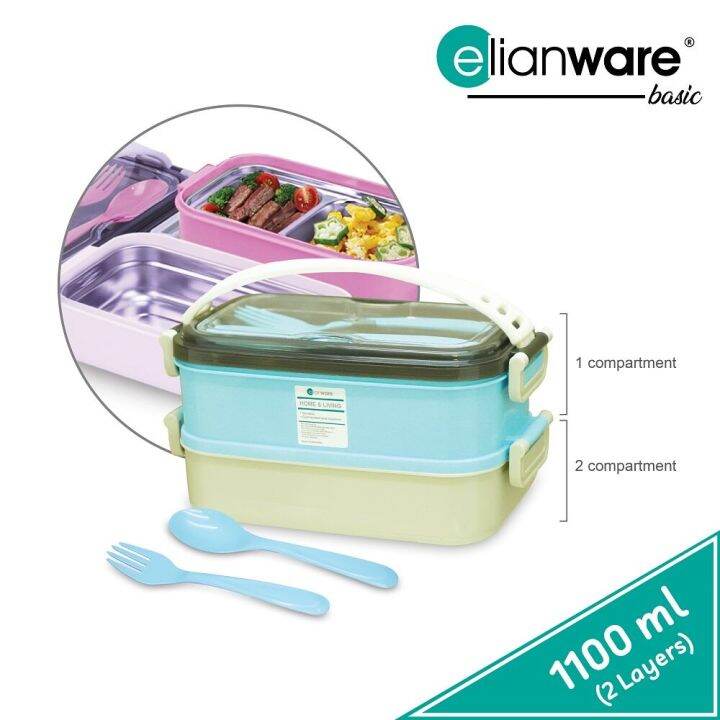 ELIANWARE Stainless Steel Lunch Box Bento, Compartment Handle Food ...