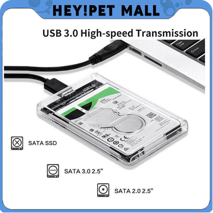 Heypet 2.5 Inch SATA Hard Disk Storage Box Transparent Digital USB 3.0 ...