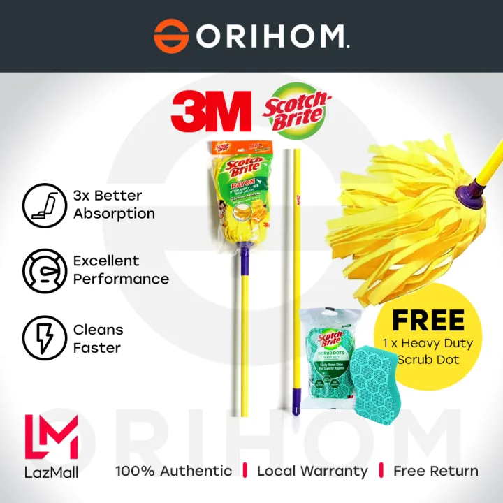 3M SCOTCH-BRITE Rayon Yellow Strip Mop (Full Set/Refill) Super ...