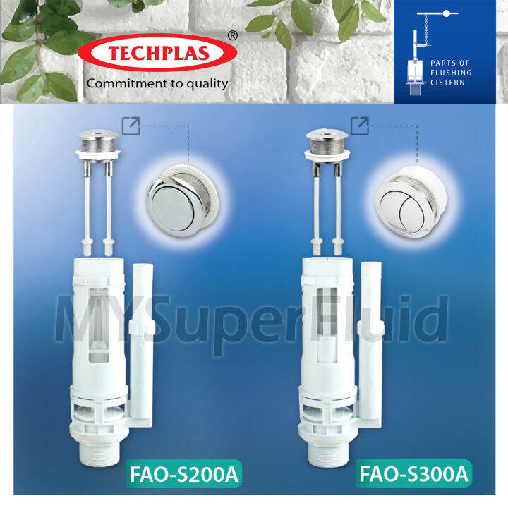 Techplas [S200A/ S300A] 40mm Outlet Valve c/w 38mm Single / Dual Flush Push Button | Lazada