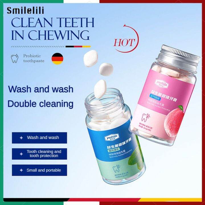 [Smilelili] 30 Tablets/bottle Probiotic Solid Toothpaste/ Probiotics Tablets Toothpaste Chewable ...