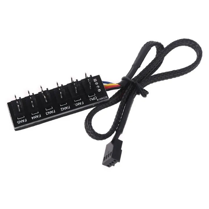Endlesss PWM Fan Hub Splitter 4 Pin Black Sleeved 1 to 6 Way PC CPU ...