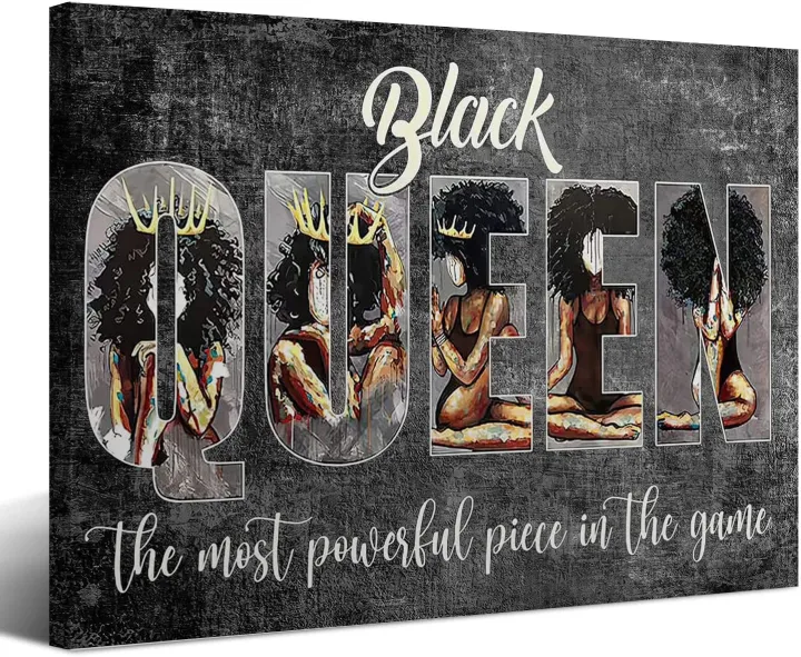 Black Queen Poster African American Wall Art Inspirational Black Girl Canvas Paintings African ...