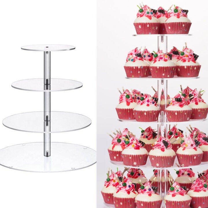 4 Tier Wedding Cake Stand Crystal Acrylic Cup Shelf Cupcake Holder Cake ...