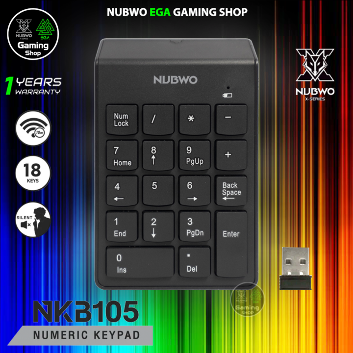 🎮 GAMING NUBWO NKB105 NUMERIC KEYPAD WIRELESS 18 KEYS KEYBOARD แป้นพิมพ์ตัวเลข ไร้สาย SILENT ...