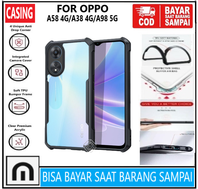 Casing Oppo A58 4G A38 4G A98 5G Case Transparan Shockproof Armor ...