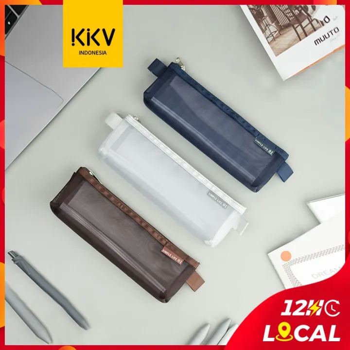 KKV - gimen·mesh zipper pencil case LGS03-W00L / Kotak Pensil / Pouch ...