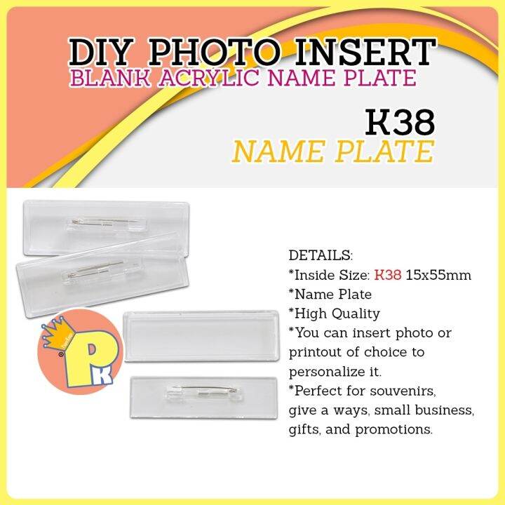 K38 keychain acrylic name plate DIY name plate size 15x55mm | Lazada PH
