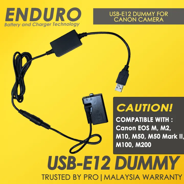 Enduro USB-E12 - USB with LP-E12 Dummy Battery for Canon Camera (Malaysia Plug) | Lazada