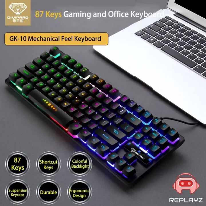 [Local] [COD] DIVIPARD 87 Keys Water Resistant RGB Backlit Mechanical ...