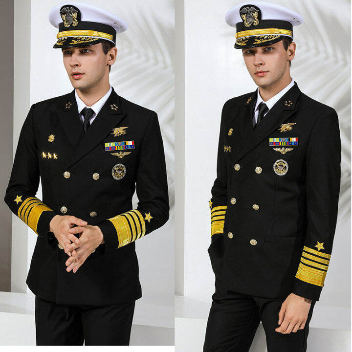 US U.S. Navy Admiral Captain Officer Uniform Double-breasted Jacket ...