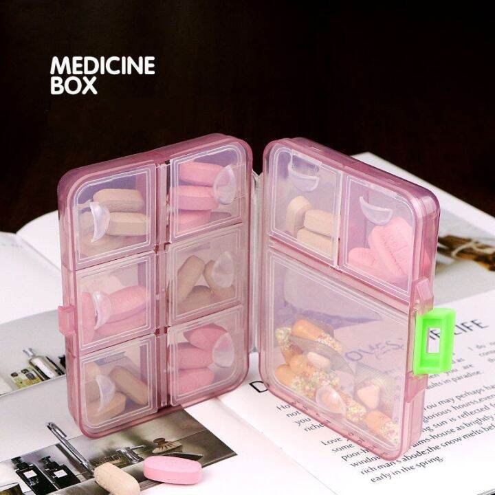 9 Grid Compartment Portable Medicine Storage Organizer Case Box ...