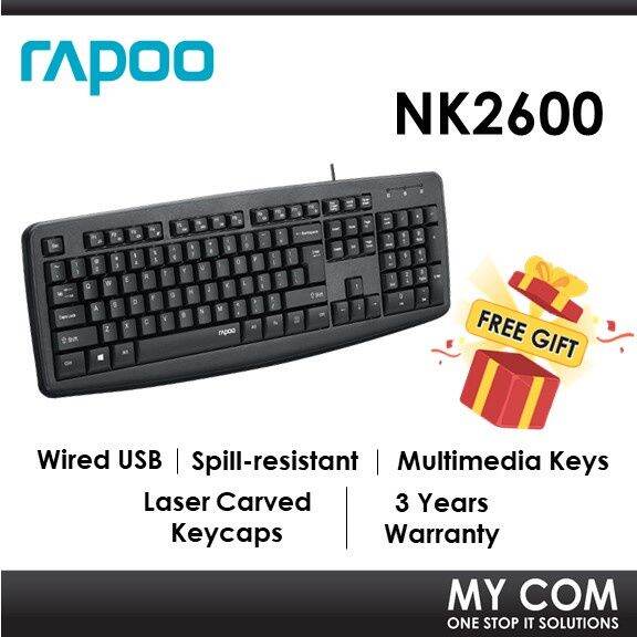 Rapoo NK2600 Wired USB Keyboard with Spill Resistant, Laser Carved ...
