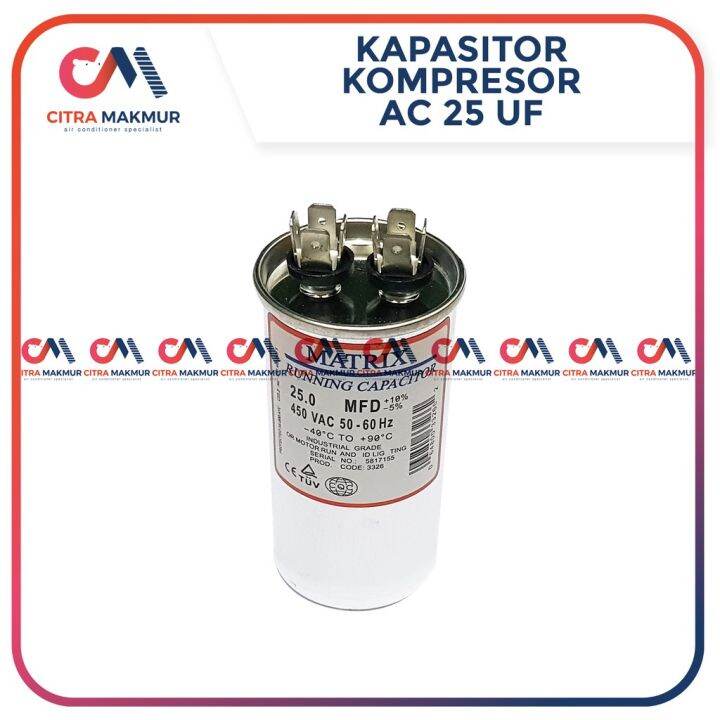 Kapasitor AC 25 uF Capasitor Air Conditioner Kompresor Compresor Tabung Mesin Aluminium matrix ...