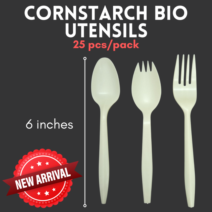 Cornstarch Bio Cutleries 25pcs per pack Spoon Fork Spork | Lazada PH
