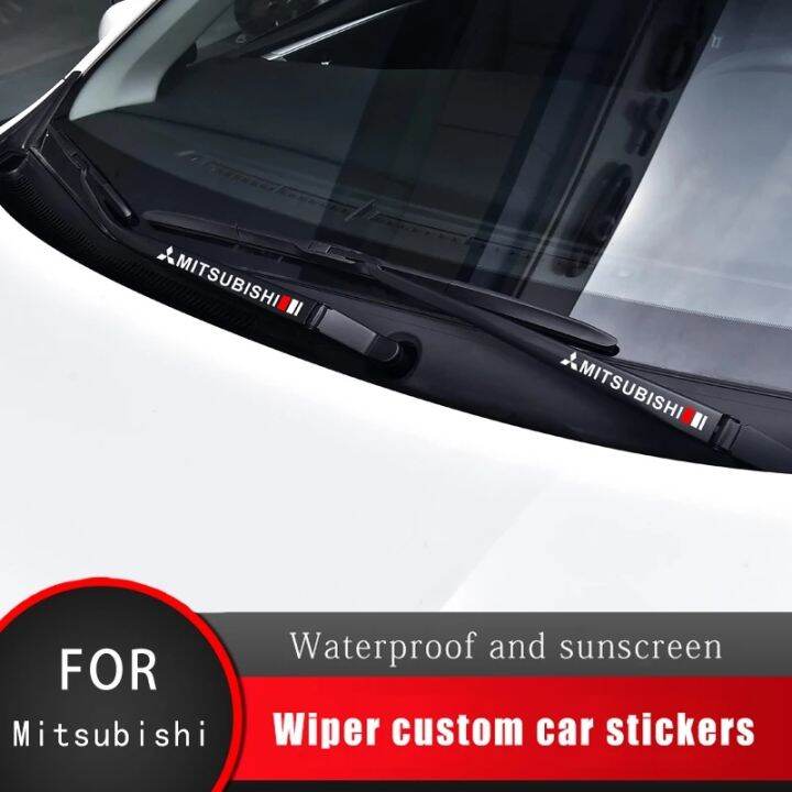 2Pcs Car Window Wiper Emblem Stickers For Mitsubishi ralliart Lancer 9 ...