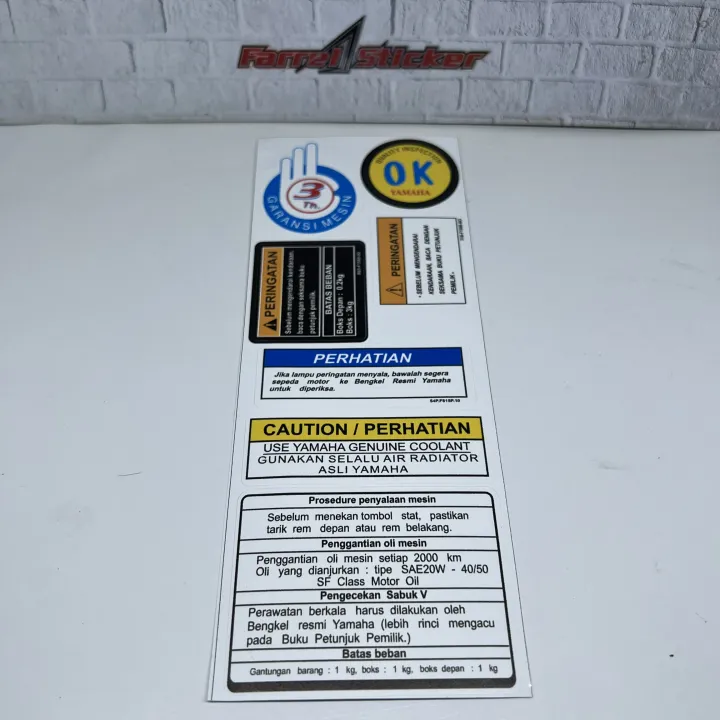 Stiker WARNING INFORMASI sticker PERINGATAN SET MOTOR YAMAHA Termurah ...