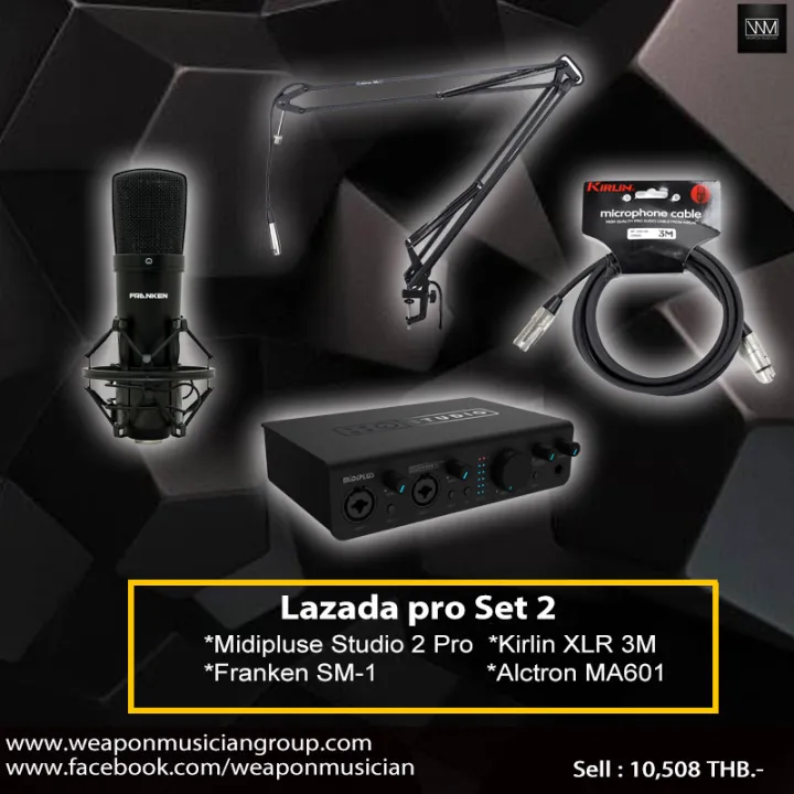 Lazada Pro set 2 (Midipluse Studio 2 pro,Franken SM-1,Alctron MA601,Kirlin XLR 3 M) | Lazada.co.th