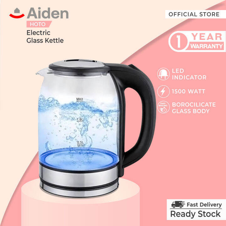 Aiden Hoto Electric Glass Jug Kettle 1.8L with Led Light Indicator | Lazada