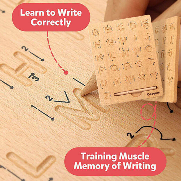 Groove Writing Board Wooden Alphabet Tracing Board Uppercase and ...