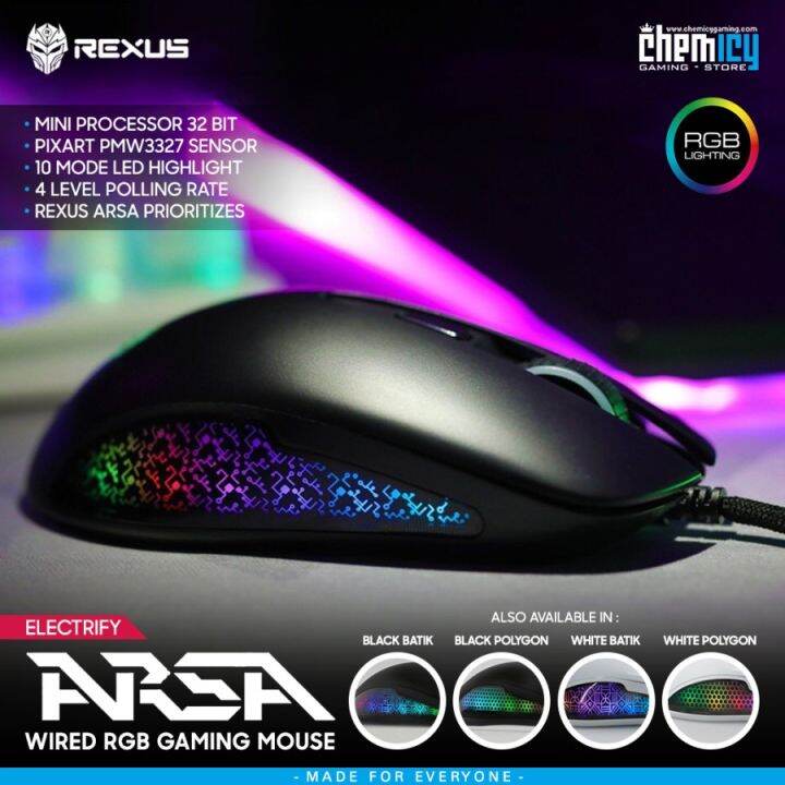 Rexus Arsa RGB Wired Gaming Mouse | Lazada Indonesia