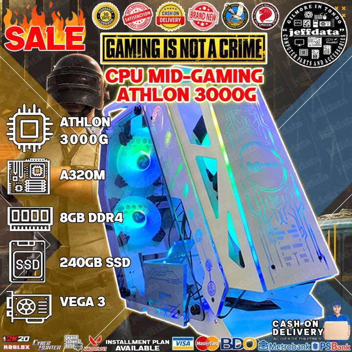 CPU Mid Gaming Athlon 3000G 8gb ddr4 ram 240gb ssd Vega 3 (Jeffdata ...